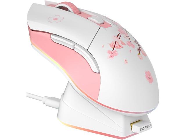 Click here for DAREU Sakura Pink Wireless Gaming Mouse with Charg... prices