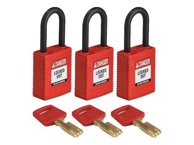 Click here for BRADY NYL-RED-38PL-KA3PK Lockout Padlock  Keyed Al... prices