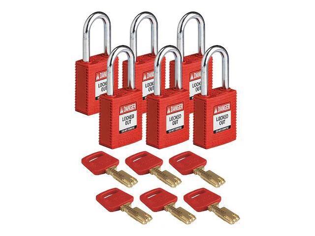 Click here for BRADY NYL-RED-38ST-KD6PK Lockout Padlock  Keyed Di... prices