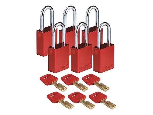 Click here for BRADY ALU-RED-38ST-KA6PK Lockout Padlock  Keyed Al... prices