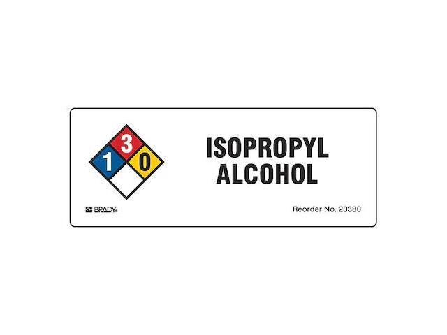 Click here for BRADY 20380LS Label NFR Isopropyl Alcohol PK50 prices