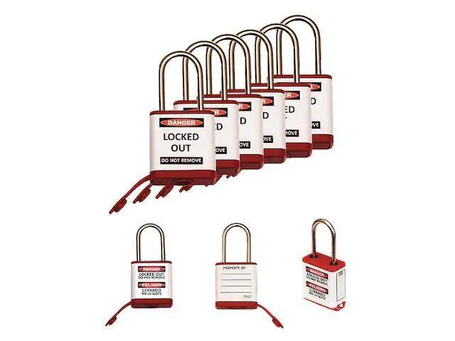 Click here for ZING 800KA6-RED Lockout Padlock 1-1/2 H Shackle PK... prices