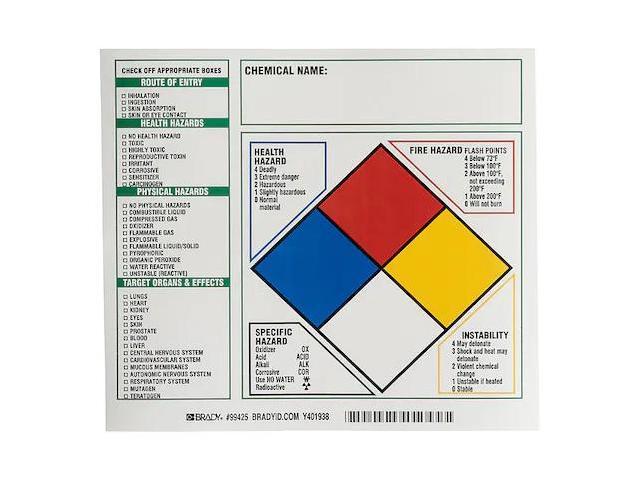 Click here for BRADY 99425 NFR Label 7 In. H 8 In. W PK100 prices