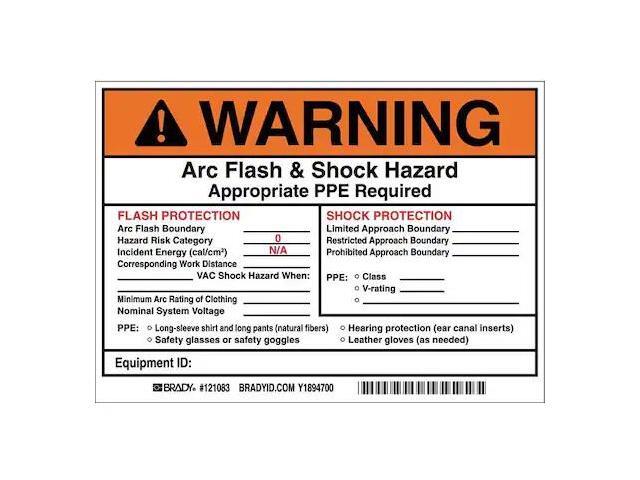 Click here for BRADY 121083 Vinyl Arc Flash & Shock Protection La... prices