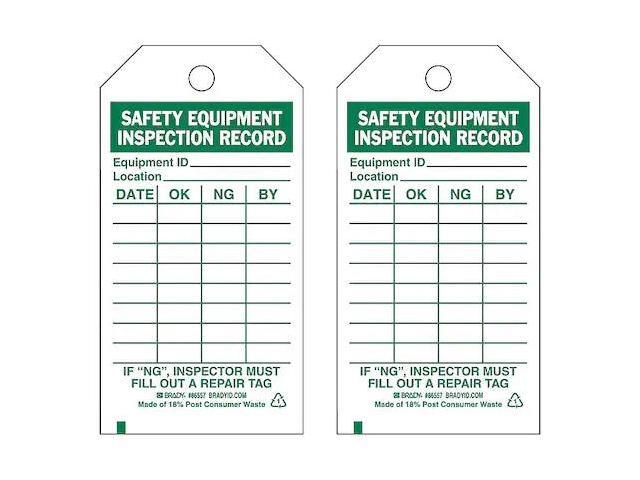 Click here for BRADY 86557 Saf Eapt Inspection Rcd Tag Grn/Wht PK... prices