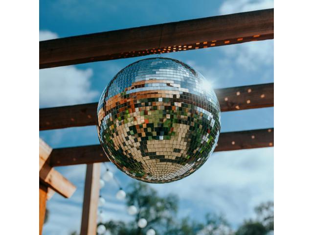 Yescom 16" Large Disco Ball Mirror Big Hanging Glass Decor for 70s 80s Party Events Wedding Dj Dance Club Stage Lighting Silver - Natrual