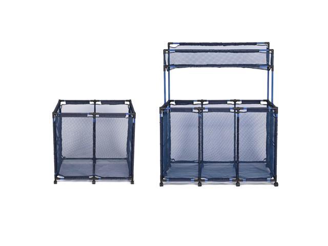 Yescom 2 Pack Mesh Pool Toy Storage Bin Rolling Cart w/ Noodle Holder Organizer - Natrual