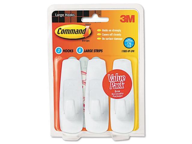 3M 17003-VP-3PK Command Large Hooks Value Pack 3 hooks  6 strips