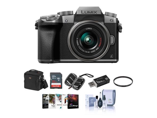 Panasonic Panasonic Lumix Dmc-G7 Mirrorless Micro 4/3s Camera with 14-42mm Lens  Silver - Bundle with Camera Case  32GB Sdhc Card  Cleaning Kit  Memor