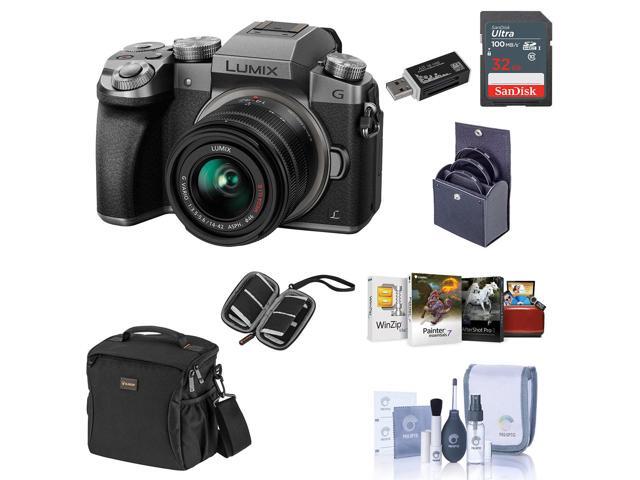 Panasonic Panasonic Lumix Dmc-G7 Mirrorless Camera with 14-42mm Lens Silver - Bundle with Camera Case  32GB Sdhc Card  Cleaning Kit  Memory Wallet  -
