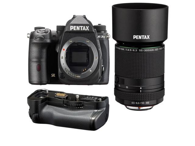 Pentax K-3 Mark III DSLR Camera  Black with 55-300mm Lens with Battery Grip