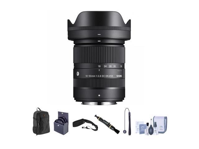 Sigma 18-50mm f/2.8 DC DN Contemporary Lens for Fujifilm X  Bundle with Backpack  Camera Strap  55mm Filter Kit  Lens Cleaner  Cleaning Kit  Lens...