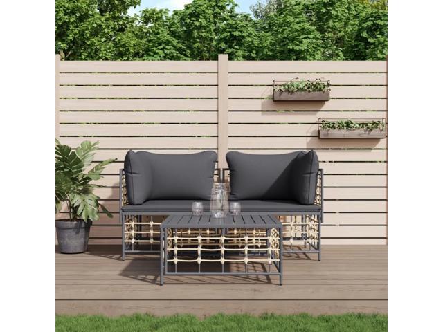 Click here for vidaXL 3 Piece Patio Lounge Set with Cushions Anth... prices