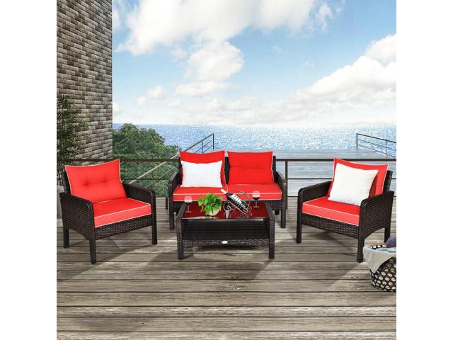 Click here for Costway 4PCS Patio Rattan Furniture Set Loveseat S... prices