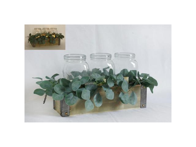 Click here for LED Wood With Metal Trim Box With Greenery prices