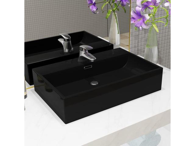 Click here for vidaXL Basin with Faucet Hole Ceramic Black 23.8x1... prices