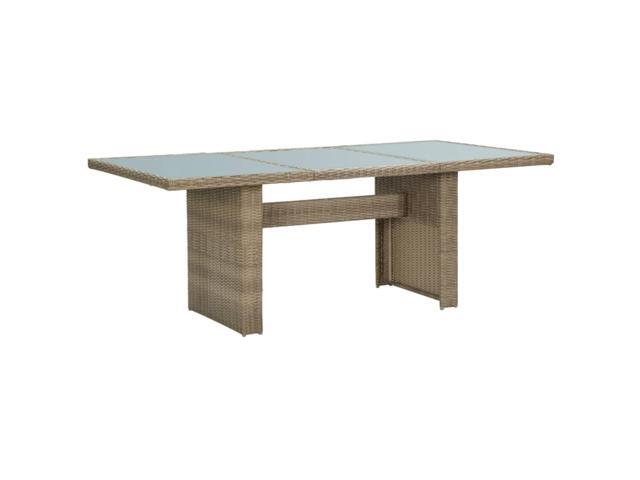 vidaXL Garden Dining Table Brown 78.7x39.4x29.1 Glass and Poly Rattan