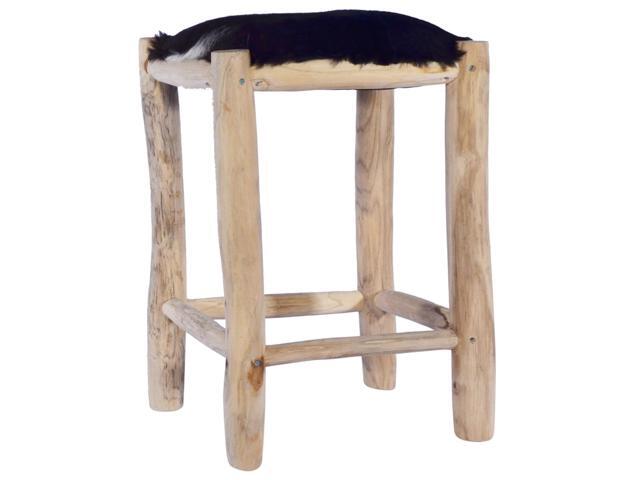 Click here for vidaXL Bar Stool Real Goat Leather and Solid Teak... prices