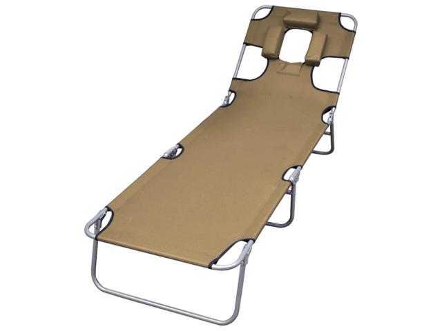 Click here for vidaXL Foldable Sunlounger with Head Cushion Adjus... prices