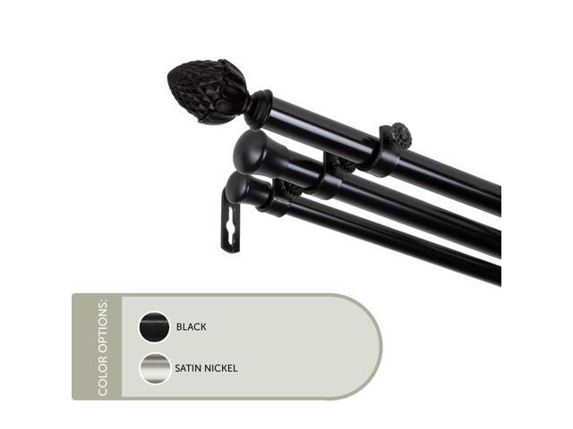 Click here for 13/16 inch Cupule Triple Curtain Rod 48-84 - Black prices
