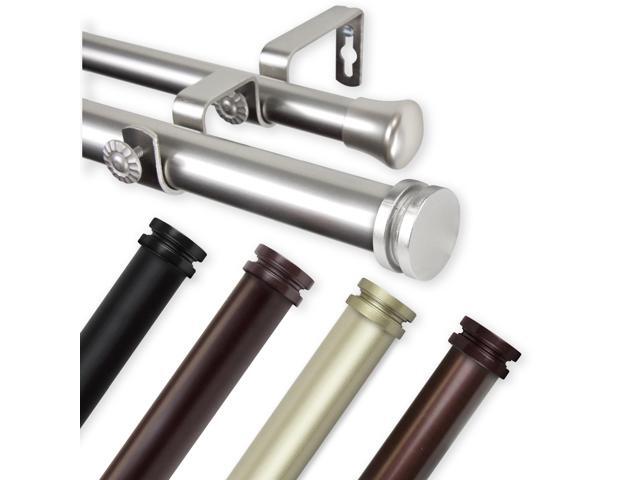 Click here for 1 inch Knop Double Curtain Rod 120-170 - Black prices