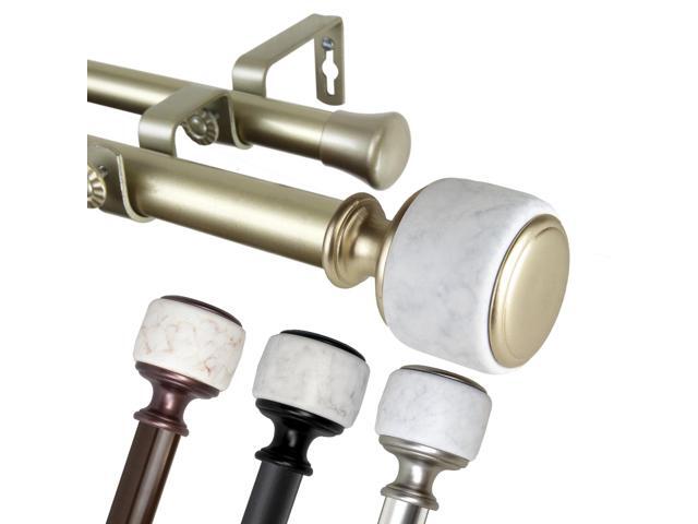 Click here for 1 inch Vincenzo Double Curtain Rod 66-120 - Black prices