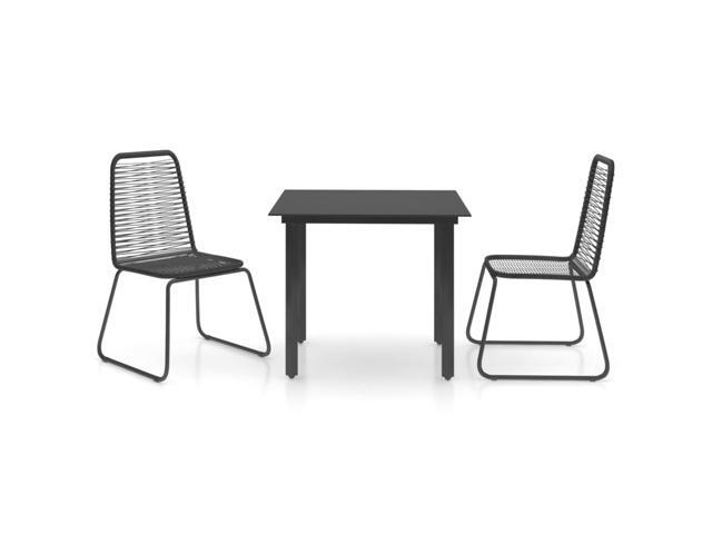 Click here for vidaXL 3 Piece Garden Dining Set PVC Rattan Black prices