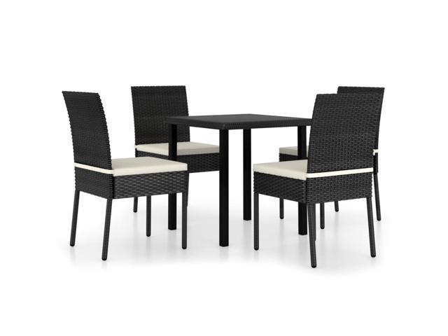 vidaXL 5 Piece Garden Dining Set Poly Rattan Black