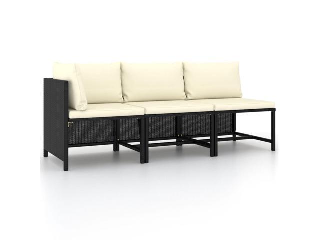Click here for vidaXL 3 Piece Garden Sofa Set with Cushions Black... prices