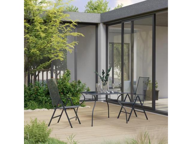 Click here for vidaXL 3 Piece Garden Dining Set Steel Anthracite prices