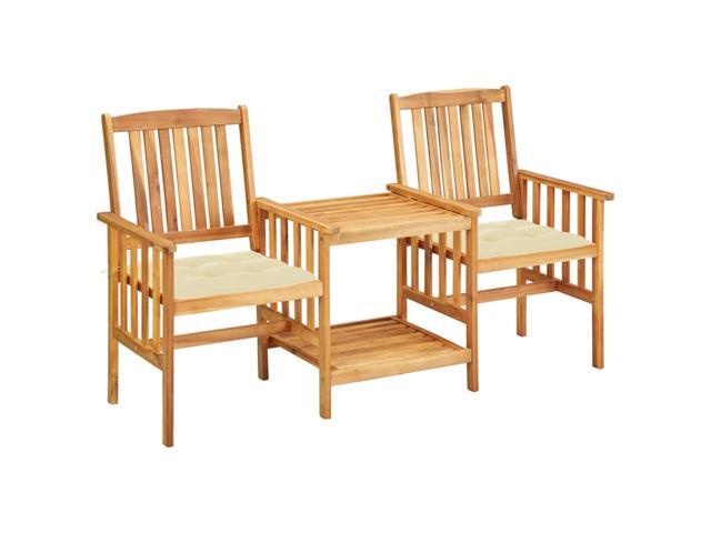 vidaXL Garden Chairs with Tea Table and Cushions Solid Acacia Wood