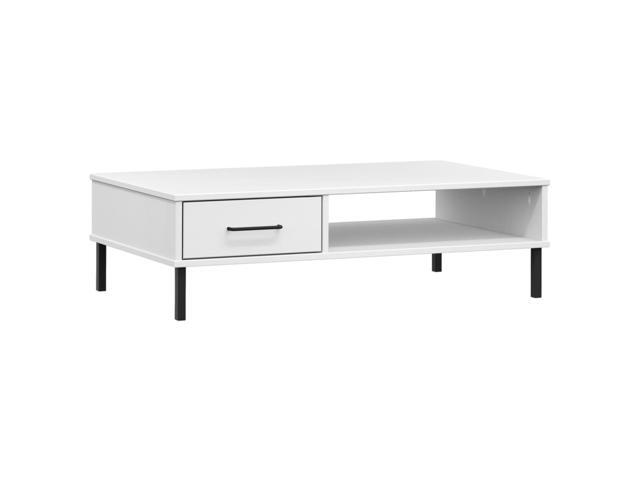 Click here for vidaXL Coffee Table with Metal Legs White Solid Wo... prices