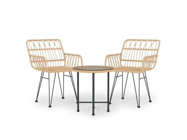 Click here for vidaXL 3 Piece Patio Dining Set Poly Rattan prices