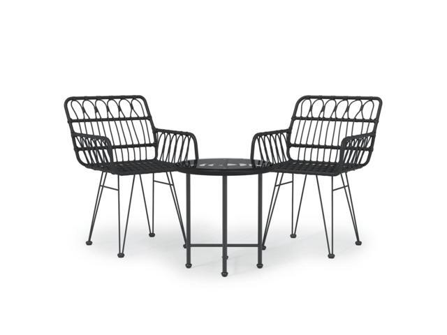 Click here for vidaXL 3 Piece Patio Dining Set Black Poly Rattan prices