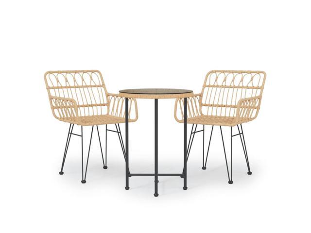 Click here for vidaXL 3 Piece Patio Dining Set Poly Rattan prices