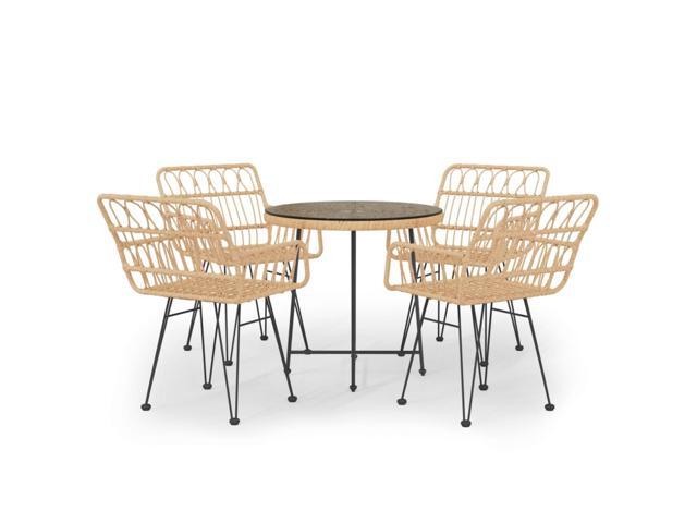 Click here for vidaXL 5 Piece Patio Dining Set Poly Rattan prices