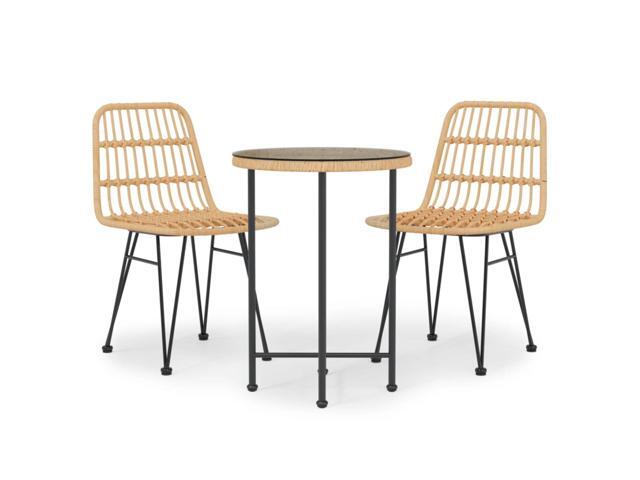 Click here for vidaXL 3 Piece Patio Dining Set Poly Rattan prices