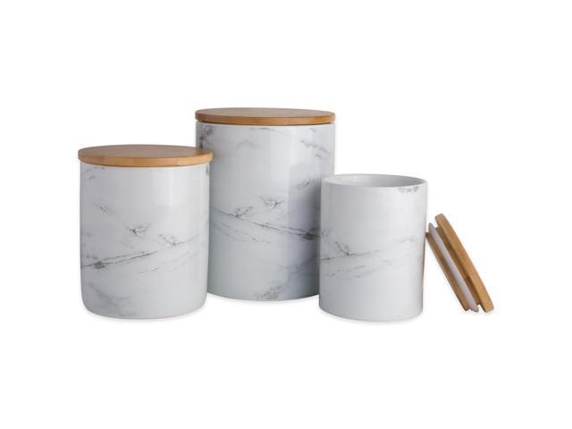 DII White Marble Ceramic Canister (Set of 3)