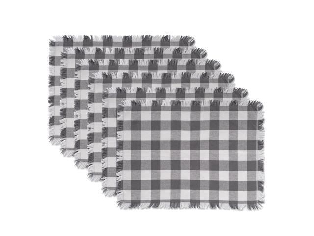 DII Gray Heavyweight Check Fringed Placemat (Set of 6)