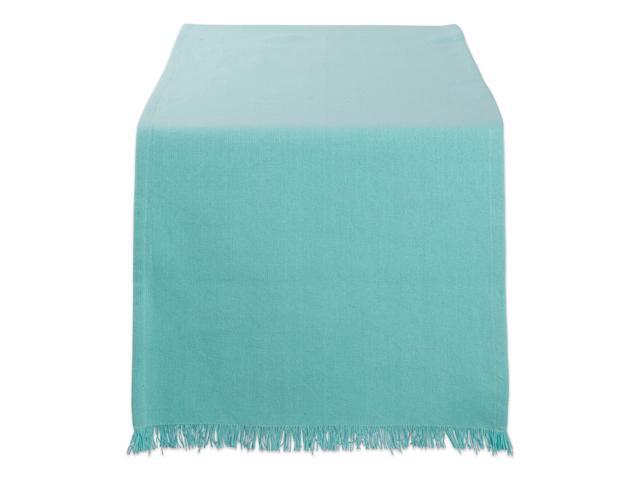 Click here for DII Solid Aqua Heavyweight Fringed Table Runner prices