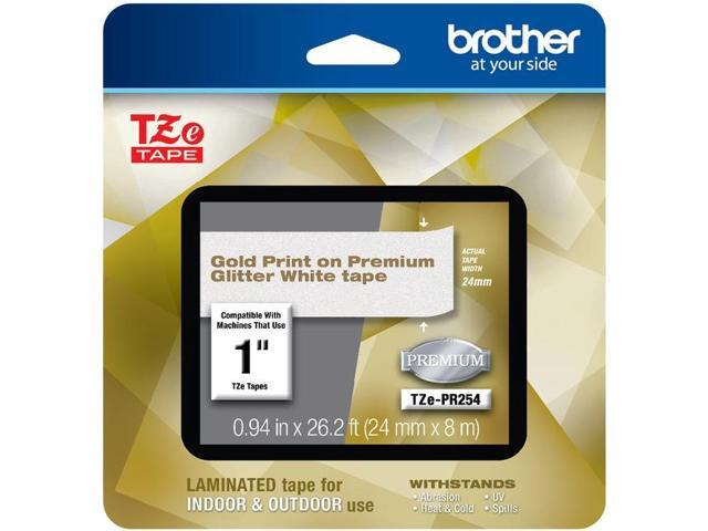 Click here for Brother TZePR254 Gold Print on Premium Glitter Whi... prices