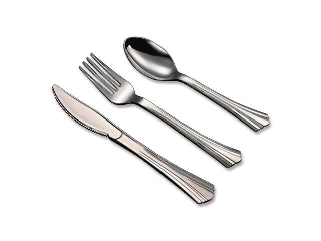 Tablemate Sterling Assorted Plastic Cutlery Mediumweight Silver 50pc 8305ASV
