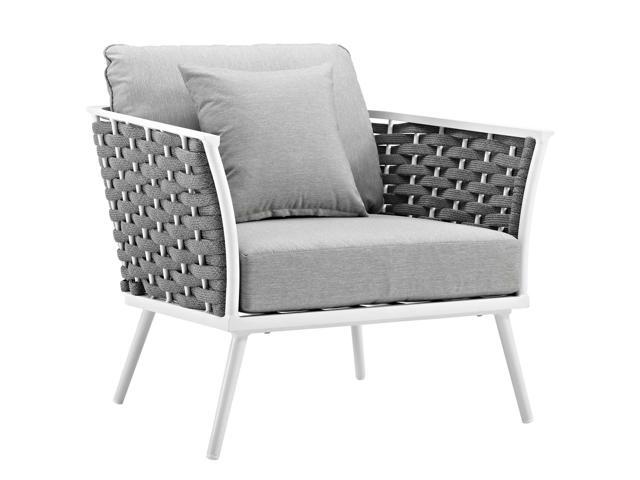 Click here for Stance Outdoor Patio Aluminum Armchair - White Gra... prices