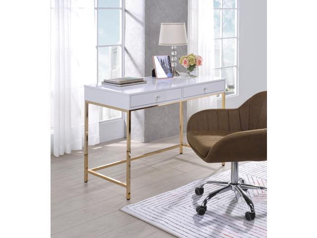 Click here for Ottey - Desk White High Gloss & Gold prices