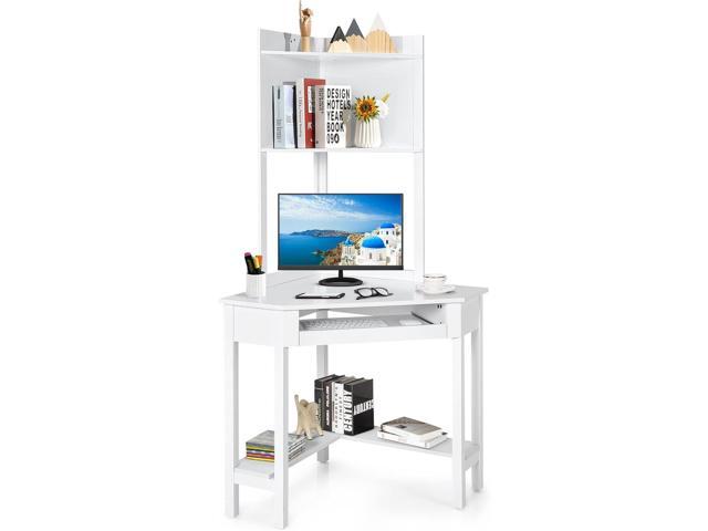Click here for COSTWAY Corner Desk with Hutch  Compact Corner Com... prices