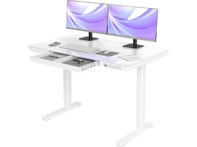 Click here for Claiks Glass Standing Desk with Drawers  48×24 Inc... prices