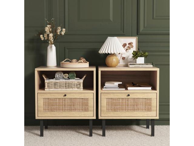 Click here for Rattan Nightstands Set of 2  Boho Night Stand with... prices