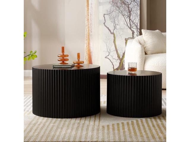 Click here for Black Round Coffee Table Set of 2 for Living Room... prices