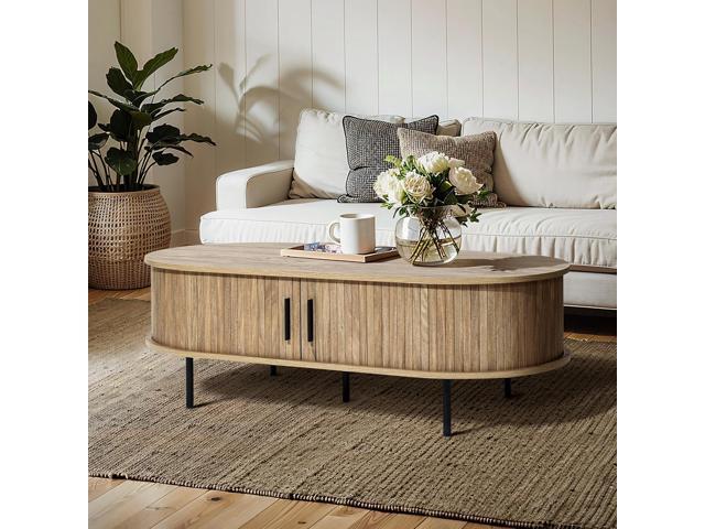 Click here for LuxenHome Oval Coffee Table with Storage  47 Mid C... prices