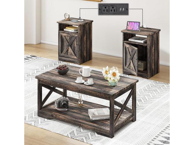 Click here for AMERLIFE 3-Piece Farmhouse Table Set Includes Coff... prices
